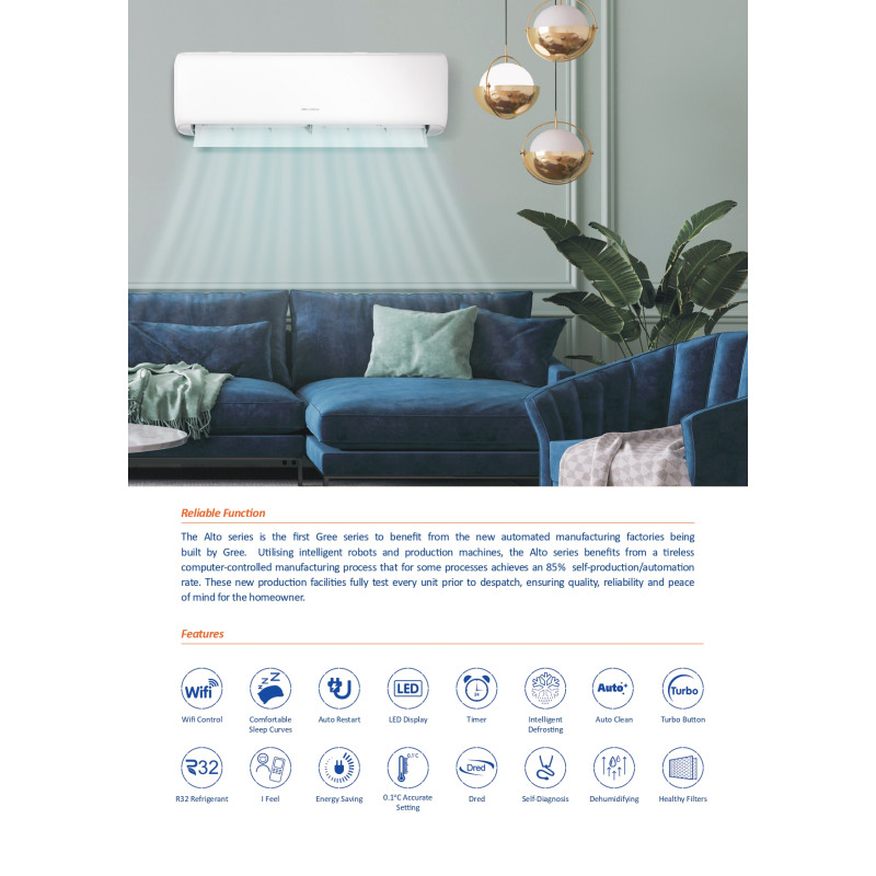 GREE 2.7 kW Alto Hi Wall Inverter Split System